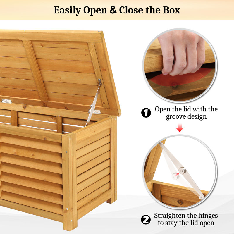 Winado 41 Gallon Fir Solid Wood Deck Box In Yellow Wayfair
